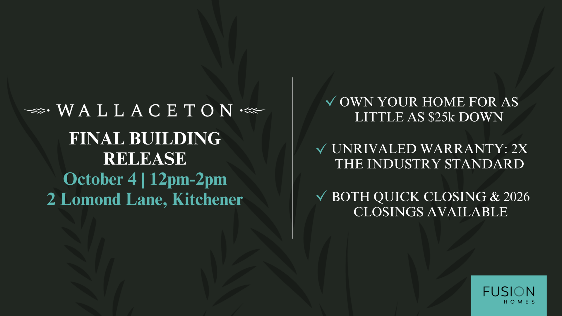 Final Building Release: Wallaceton Urban Towns | Fusion Homes